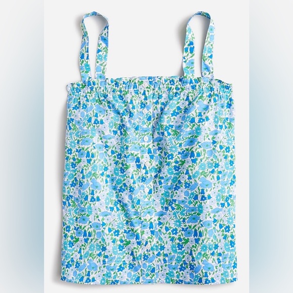 J. Crew | Tops | J Crew Smocked Buttonfront Tank Top Liberty Poppy ...